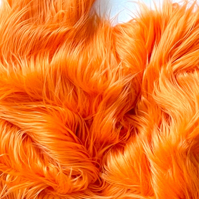 Bianna BRIGHT ORANGE Long Pile Faux Fur Fabric Shag Material - Etsy