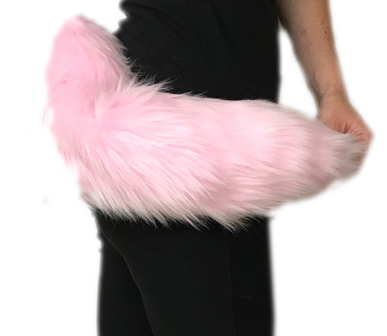Baby Pink Faux Fur Animal Cosplay Tail, 20 Inches Long, Rave Halloween ...
