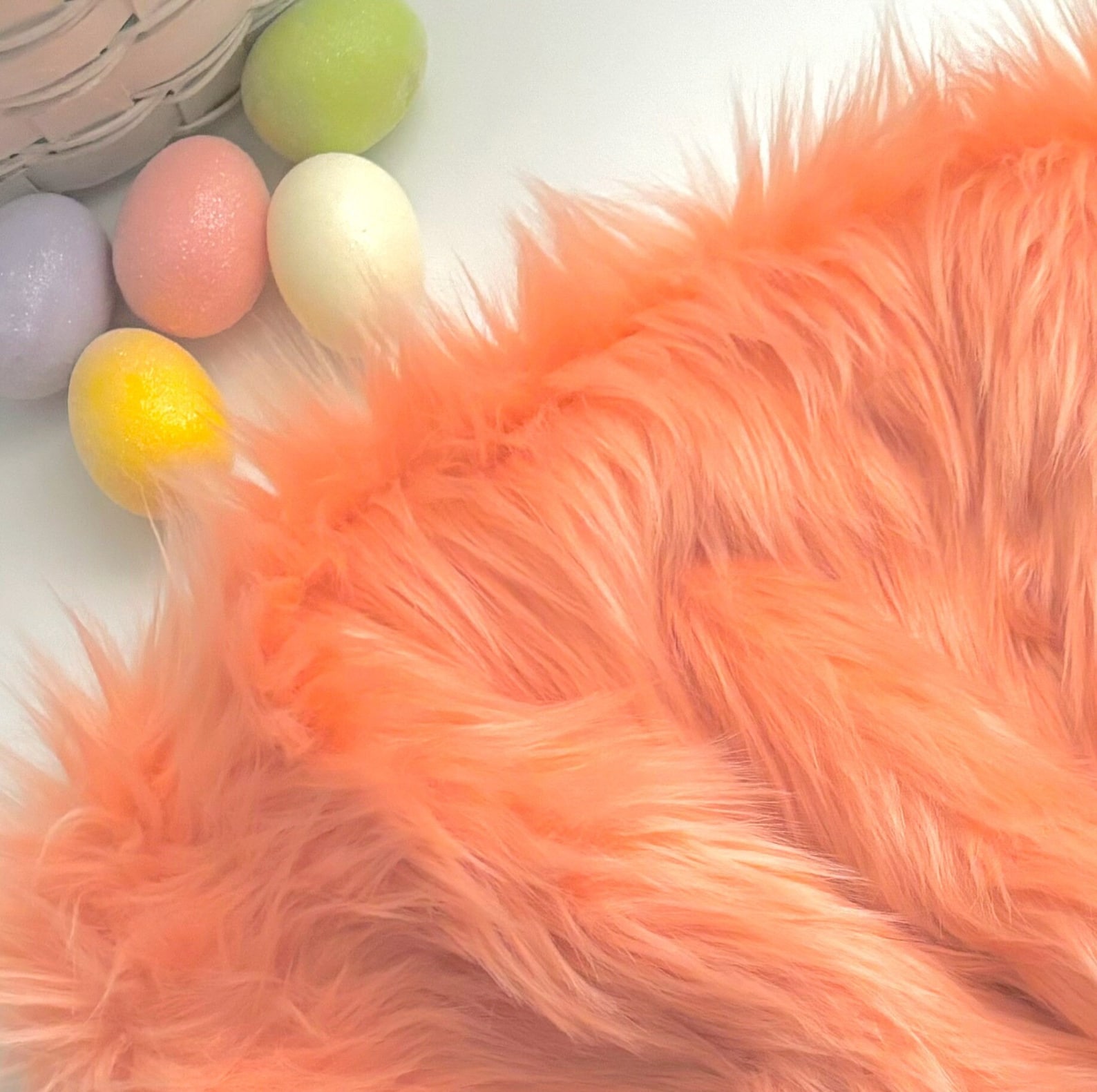 Bianna PEACH Long Pile Faux Fur Fabric, Pastel Pale High Quality Shag ...