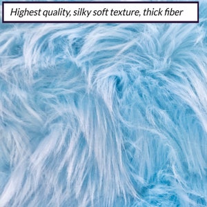 Bianna PASTEL BABY BLUE Long Pile Faux Fur Fabric, Shag Material in ...