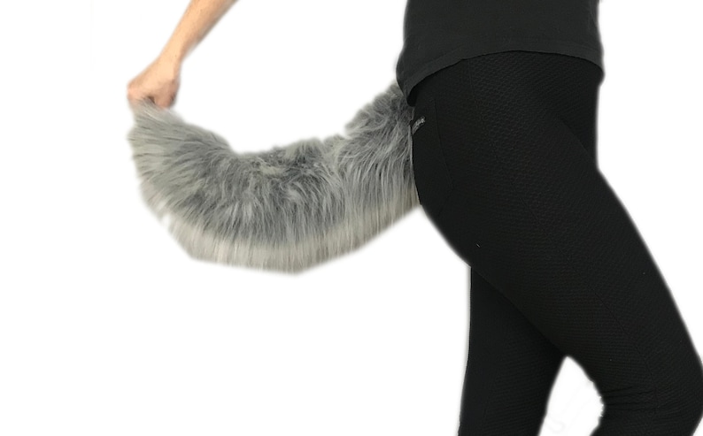 Gray Frost Luxury Faux Fur Tail, 20" Long, Animal Cosplay Grey Anime ...