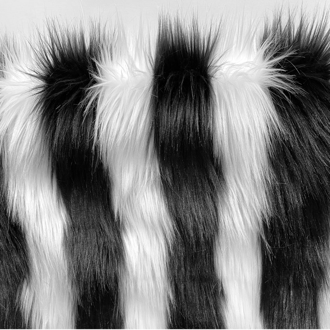 New Bianna Black White Striped Faux Fur Fabric, Highest Quality 2 ...