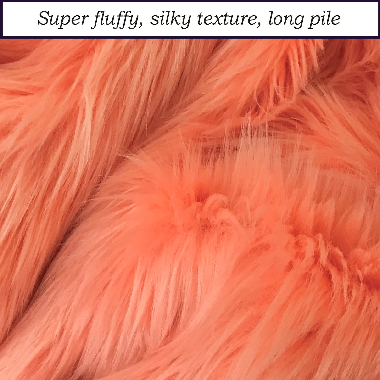 Bianna PEACH Long Pile Faux Fur Fabric, Pastel Pale High Quality Shag ...