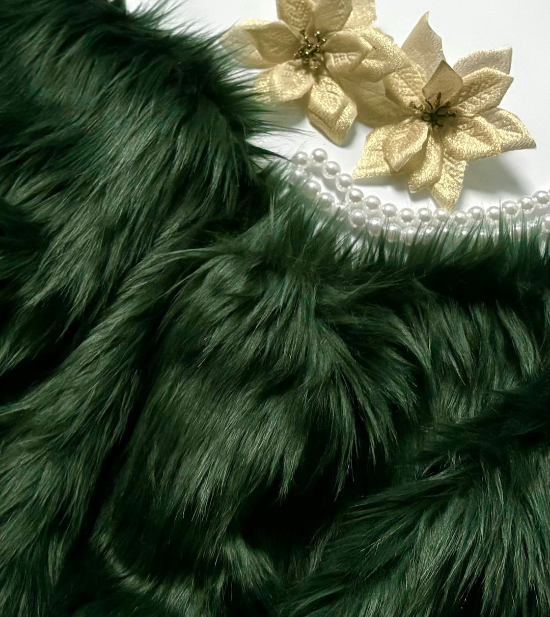 Bianna Hunter Dark Green Faux Fur Fabric, Shaveable, Thick, Cut From 60 ...