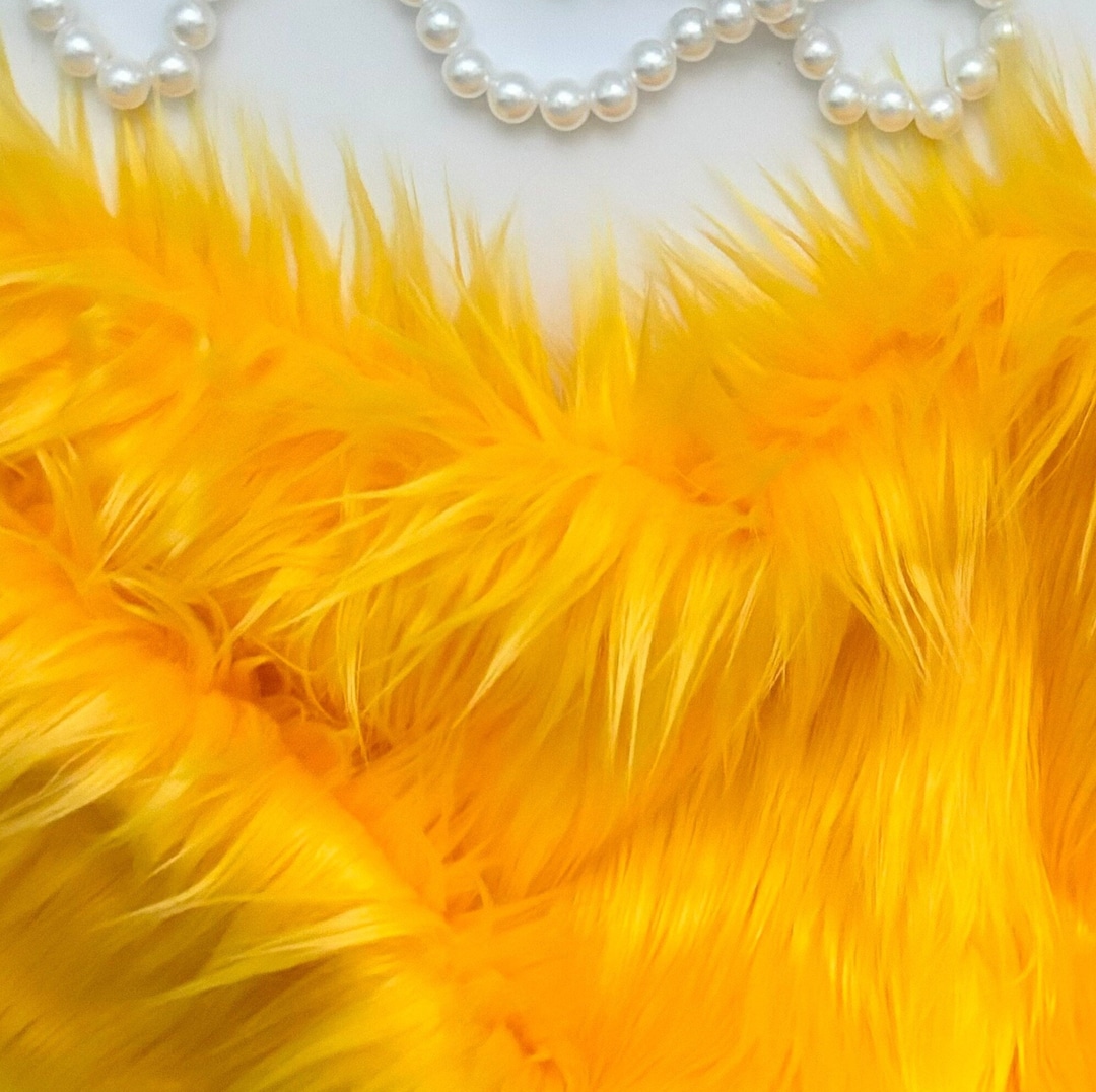 Bianna BRIGHT SUNNY YELLOW Shag Long Pile Faux Fur Fabric, Solid Color ...