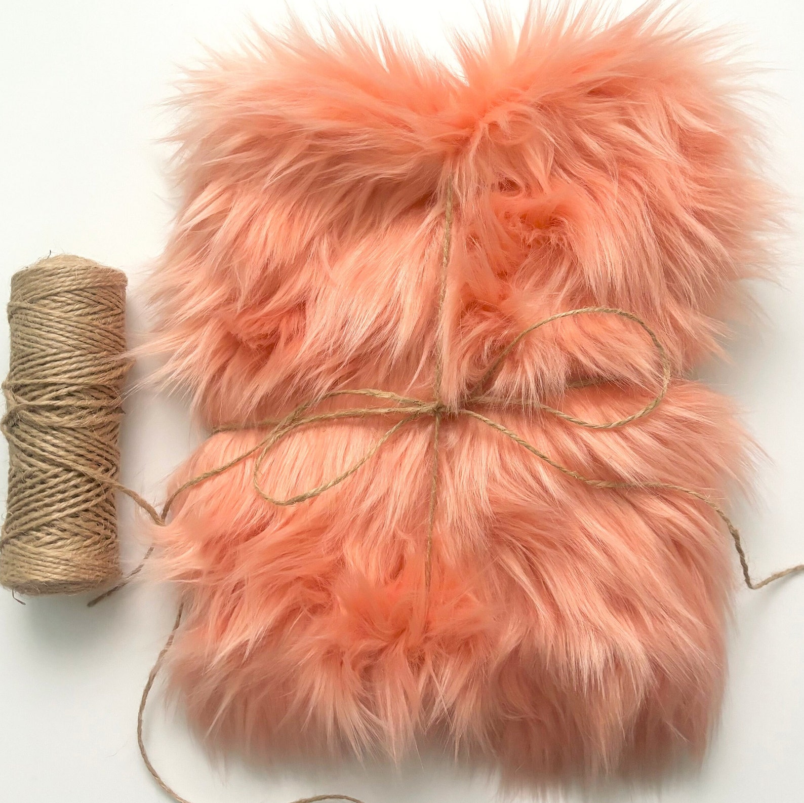 Bianna PEACH Long Pile Faux Fur Fabric, Pastel Pale High Quality Shag ...