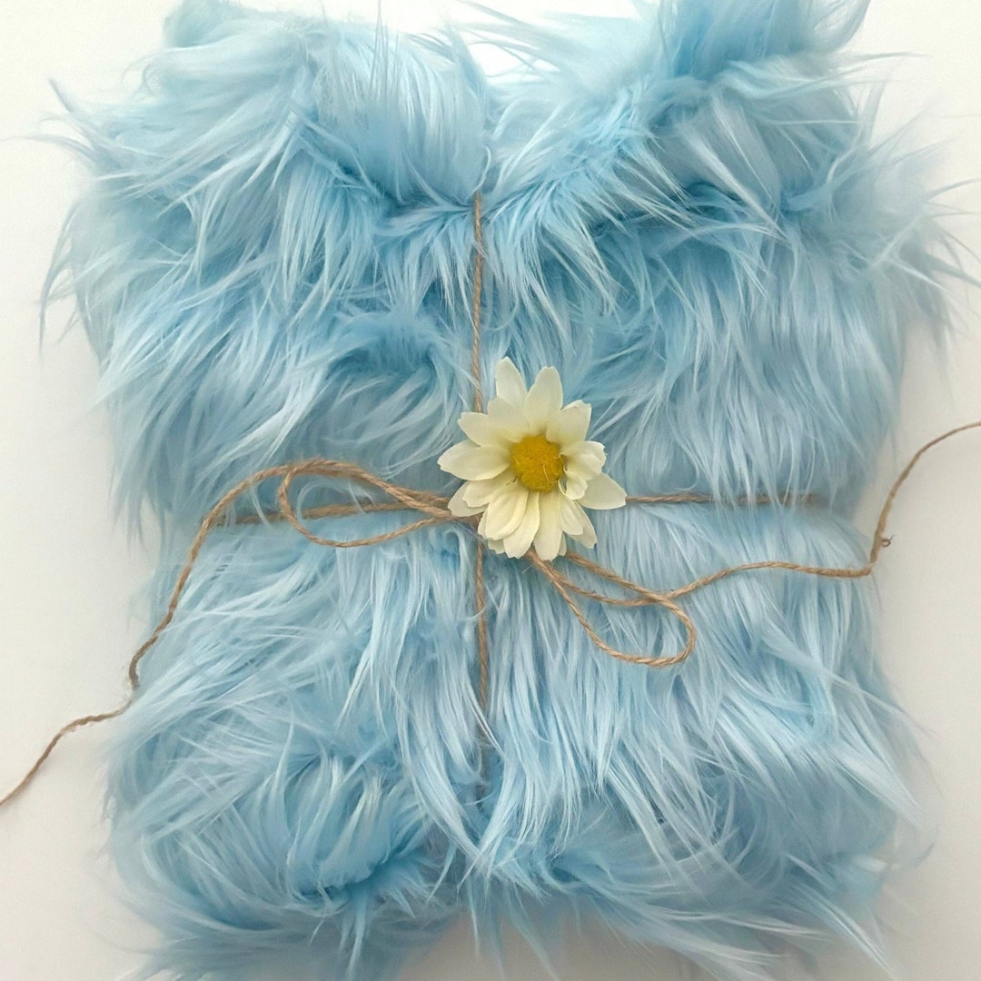 Bianna PASTEL BABY BLUE Long Pile Faux Fur Fabric, Shag Material in ...