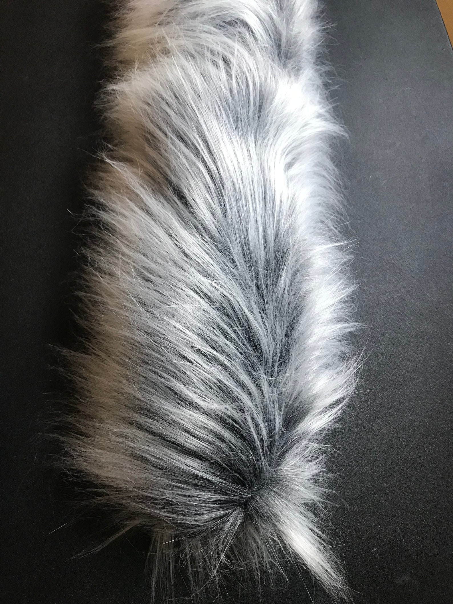 Gray Frost Faux Fur Animal Cosplay Tail, Grey Anime Convention Rave ...