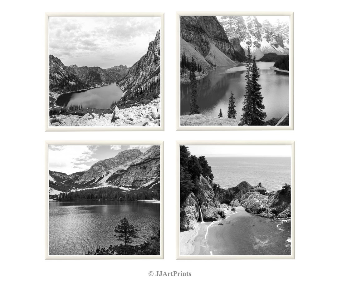 Square Black and White Landscape Photos Download, Mountains, Lake ...