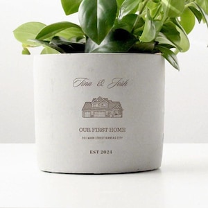 Personalized Home Address Engraved Planter Pot, Custom Housewarming ...