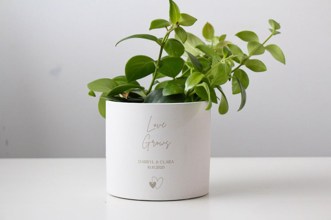 Love Grows Personalized Planter Pot Engraved | Engagement, Wedding ...