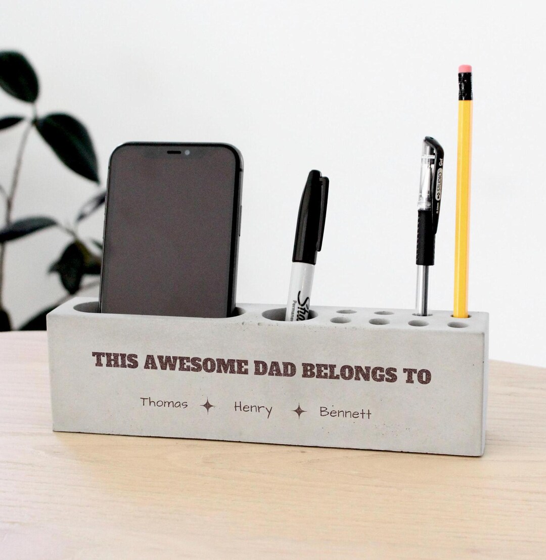 Personalized Dad Concrete Desk Organizer | Father's Day Gift | Daddy ...
