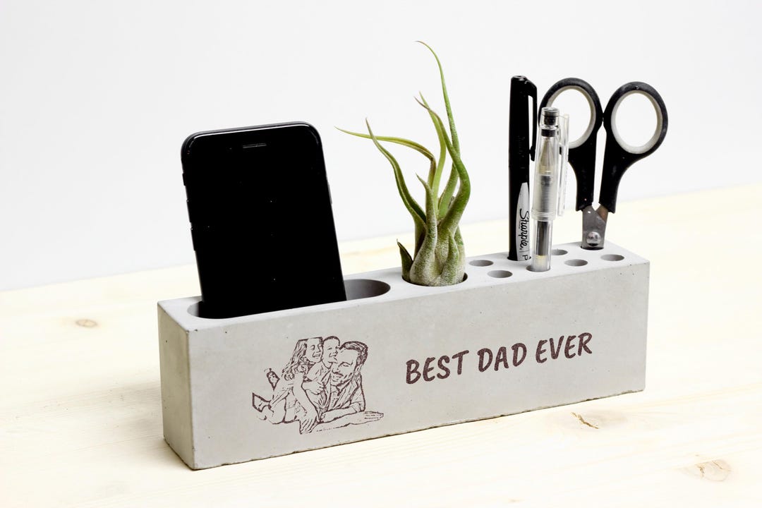 Personalized Dad Concrete Desk Organizer | Father's Day Gift | Daddy ...