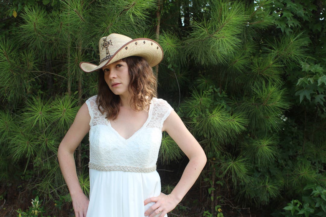Wedding Cowboy Hat - Cross, Bridal Hat, Country Western Rustic Shabby ...