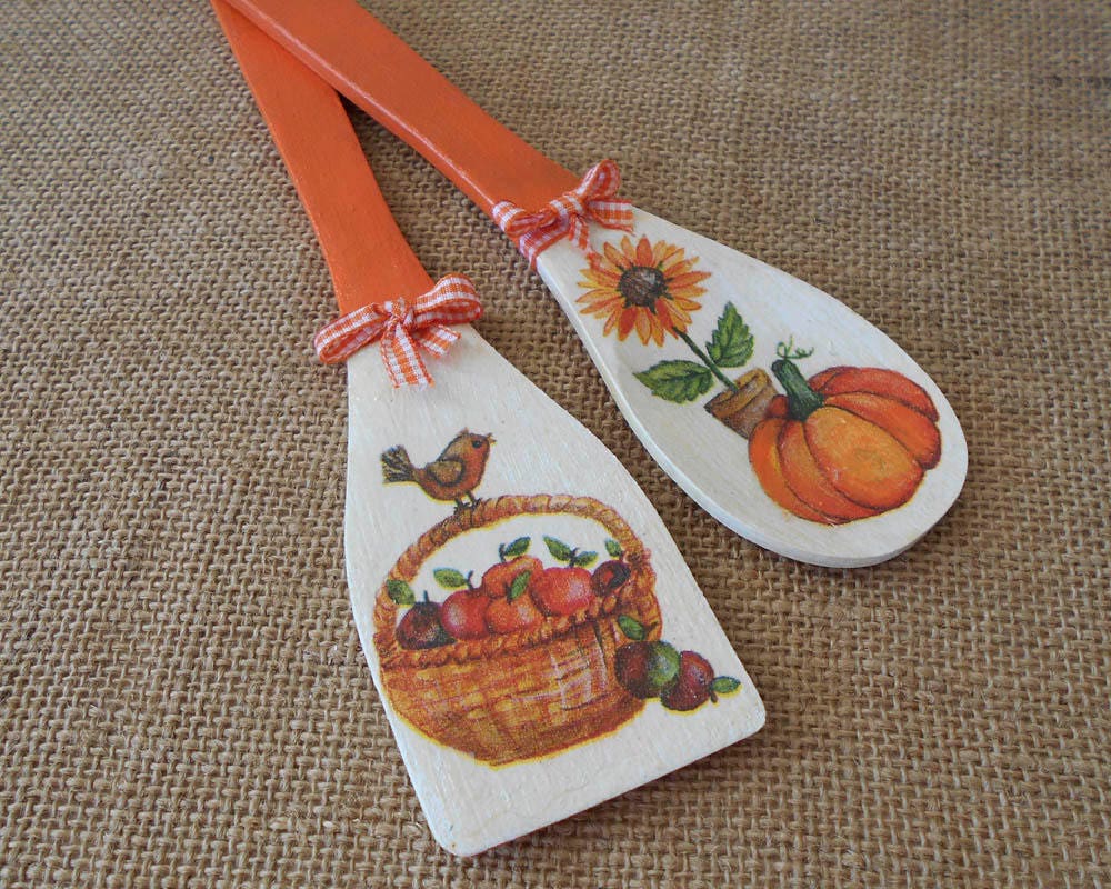 Thanksgiving Ideas Autumn Decor Wooden Spoons Sunflower Decor ...