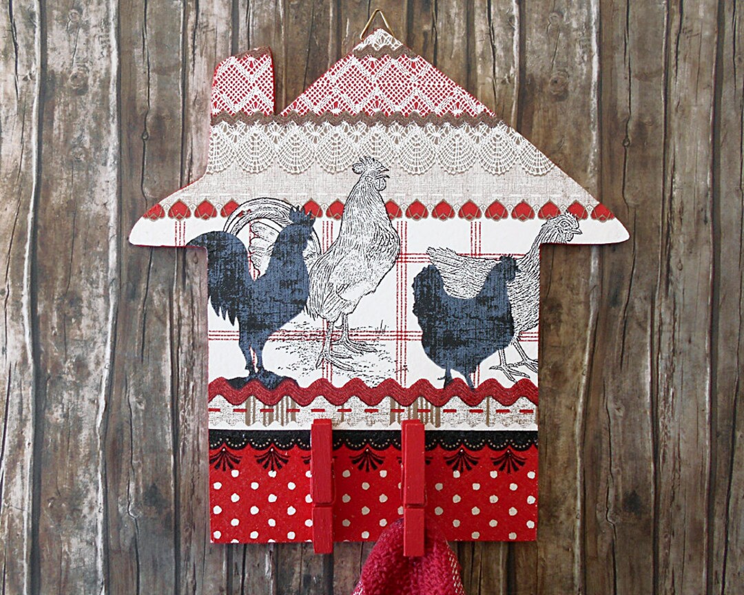 Chicken Decor Rooster Decor Towel Hanger Chicken Lover Gift Farmhouse ...