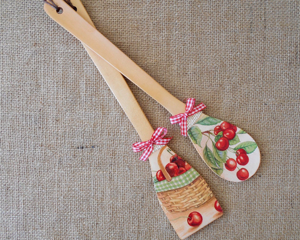 Cherry Kitchen Decor Bakery Decor Pastry Chef Gift Wooden Spoons Gift ...