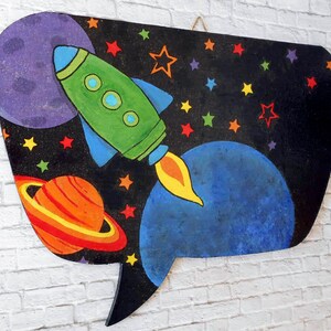 Space Nursery Decor Playroom Sign Rocket Ship Decor Boys Room Sign ...