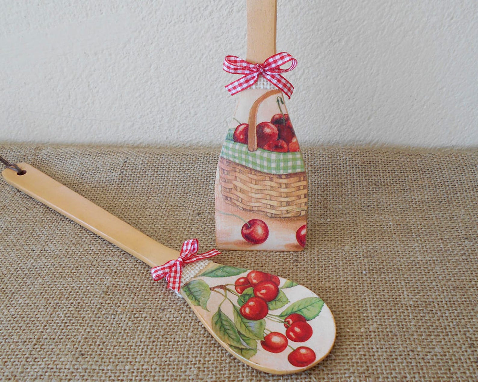 Cherry Kitchen Decor - Bakery Decor - Pastry Chef Gift - Wooden Spoons ...