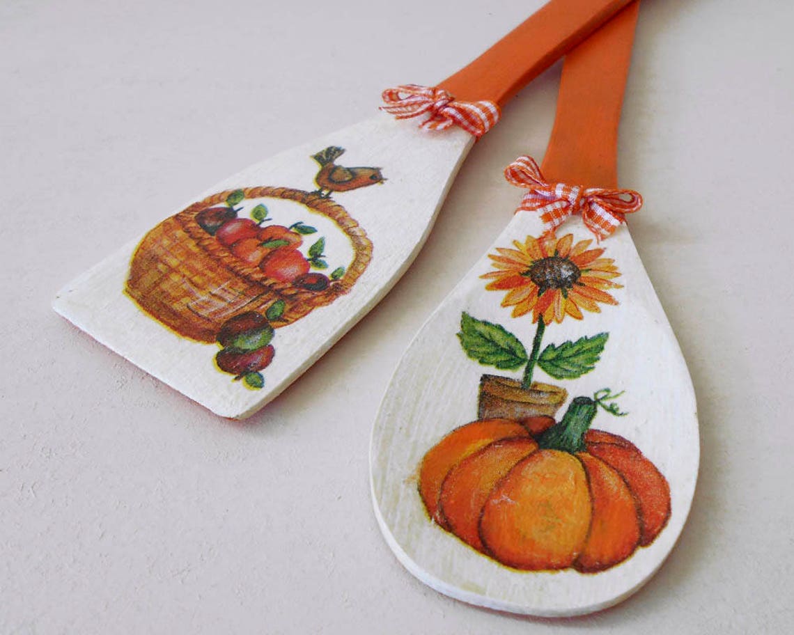 Thanksgiving Ideas Autumn Decor Wooden Spoons Sunflower Decor ...