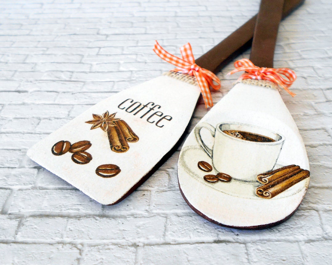 Coffee Gift - Coffee Decor - Wooden Spoons - Farmhouse Kitchen Wall ...