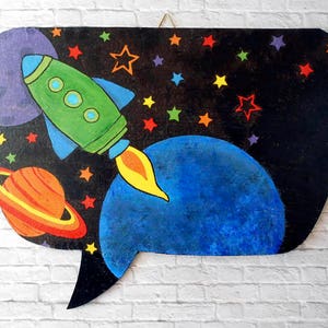 Space Nursery Decor Playroom Sign Rocket Ship Decor Boys Room Sign ...