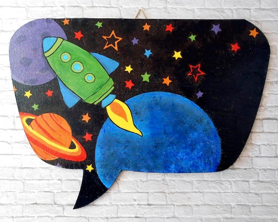 Space Nursery Decor Playroom Sign Rocket Ship Decor Boys | Etsy