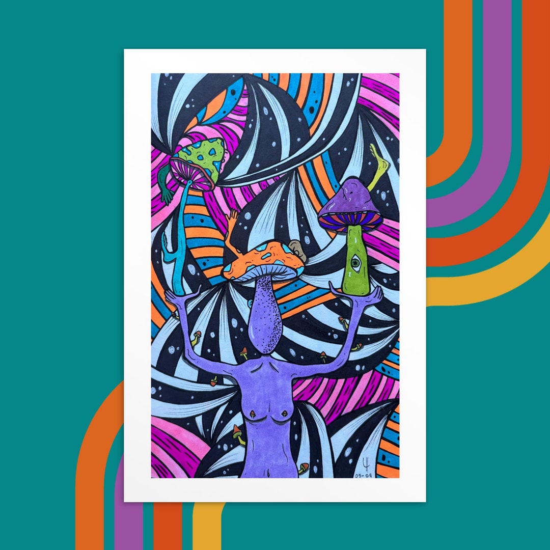 Trippy Mushrooms Illustration, Aesthetic Mush, Champignons Magiques ...