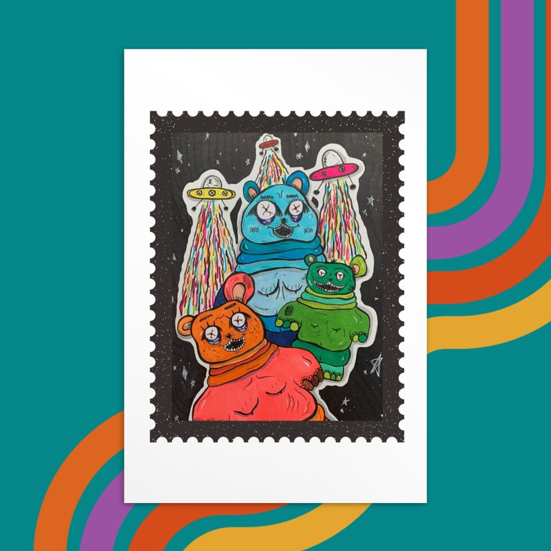 Evil Gummy Bears From Space Illustration - Etsy