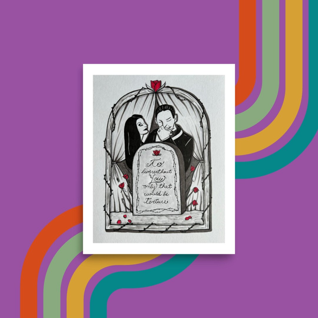 Gomez and Morticia Poster, the Addams Family Illustration, Dark ...