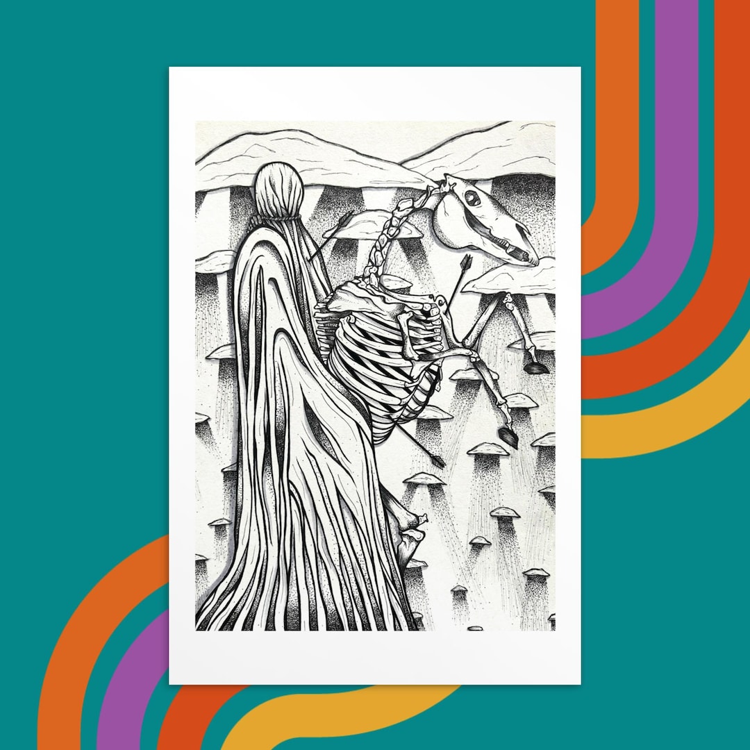 Skeleton Horse Drawing, Dark Pointillism Artwork, Johnny Cash Song ...