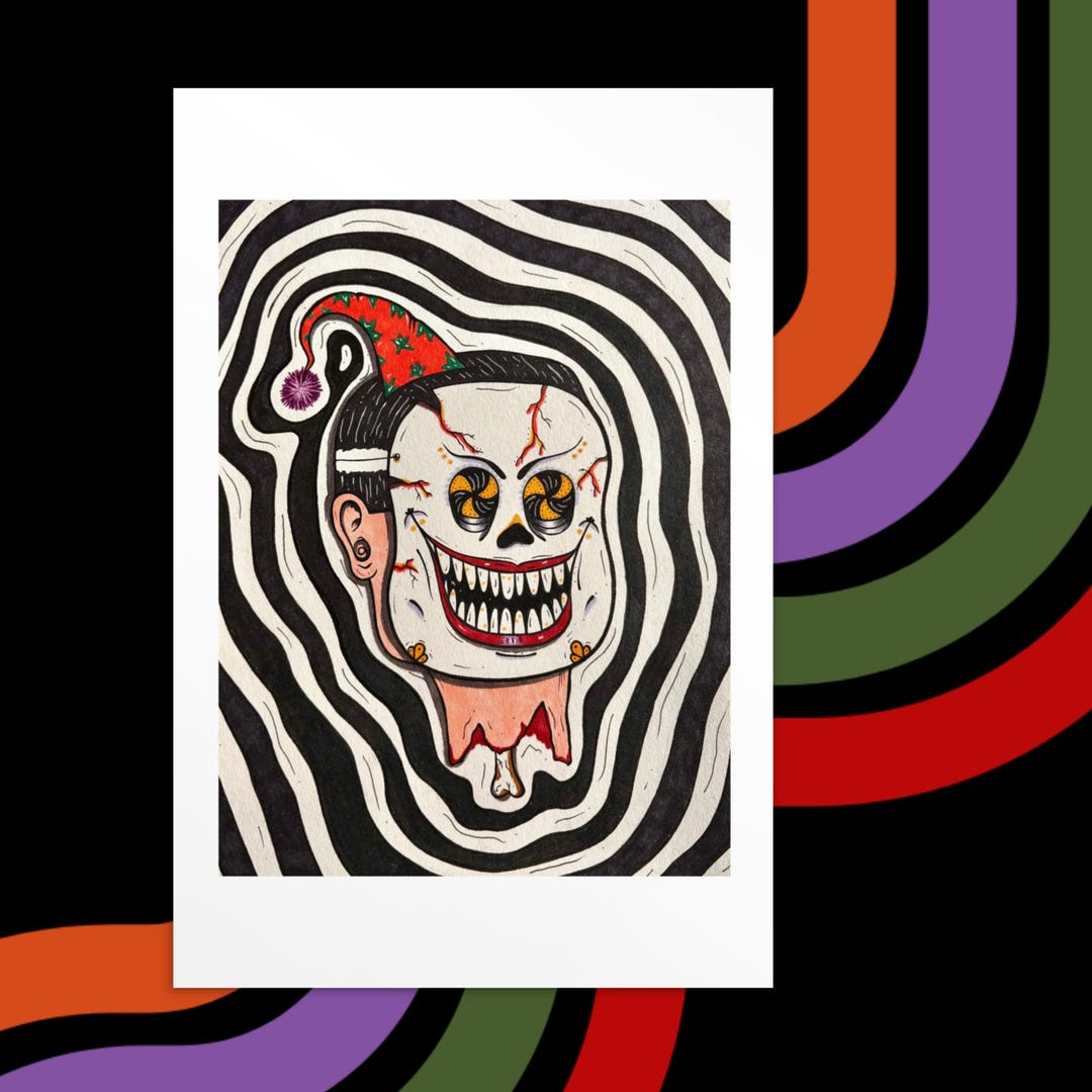 Creep Illustration, Spooky Season Vibes, Halloween Handmade Post Card ...