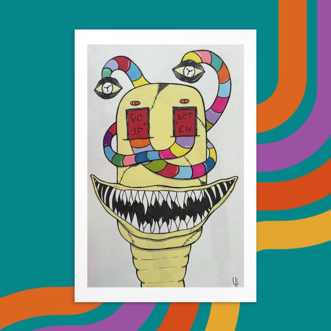 Do Not Open Illustration, Worm Insect Drawing, Creepy Monster With Big ...