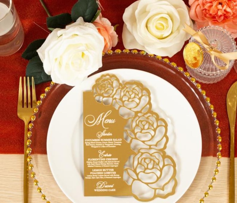 Custom Laser Cut Mirror Acrylic Menu Card With White Ink - Etsy