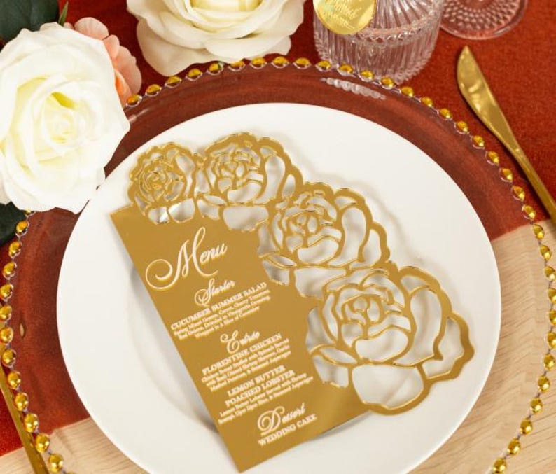 Custom Laser Cut Mirror Acrylic Menu Card With White Ink - Etsy