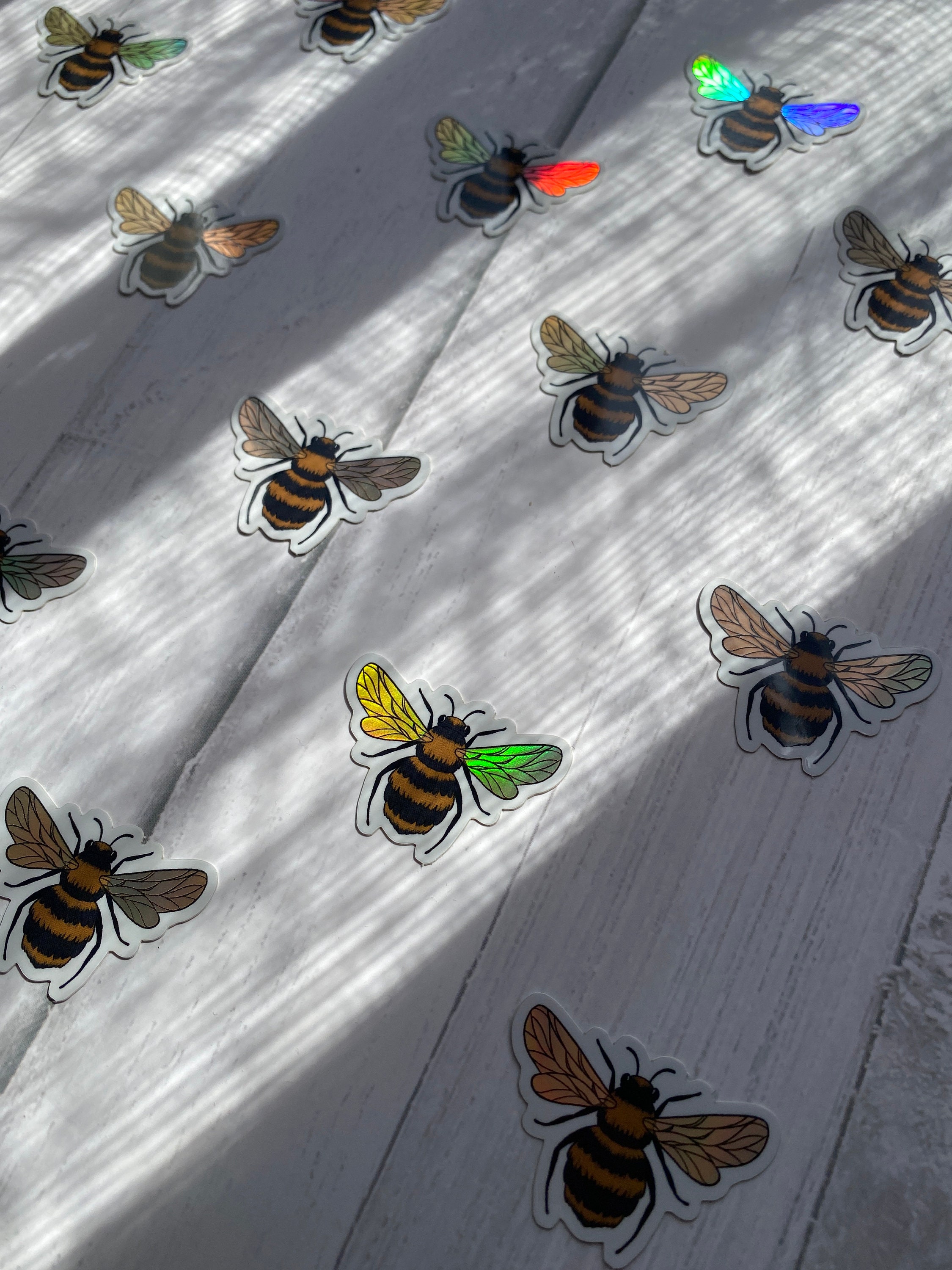 Holographic Bee Sticker//waterproof Sticker//waterbottle Sticker//mini ...