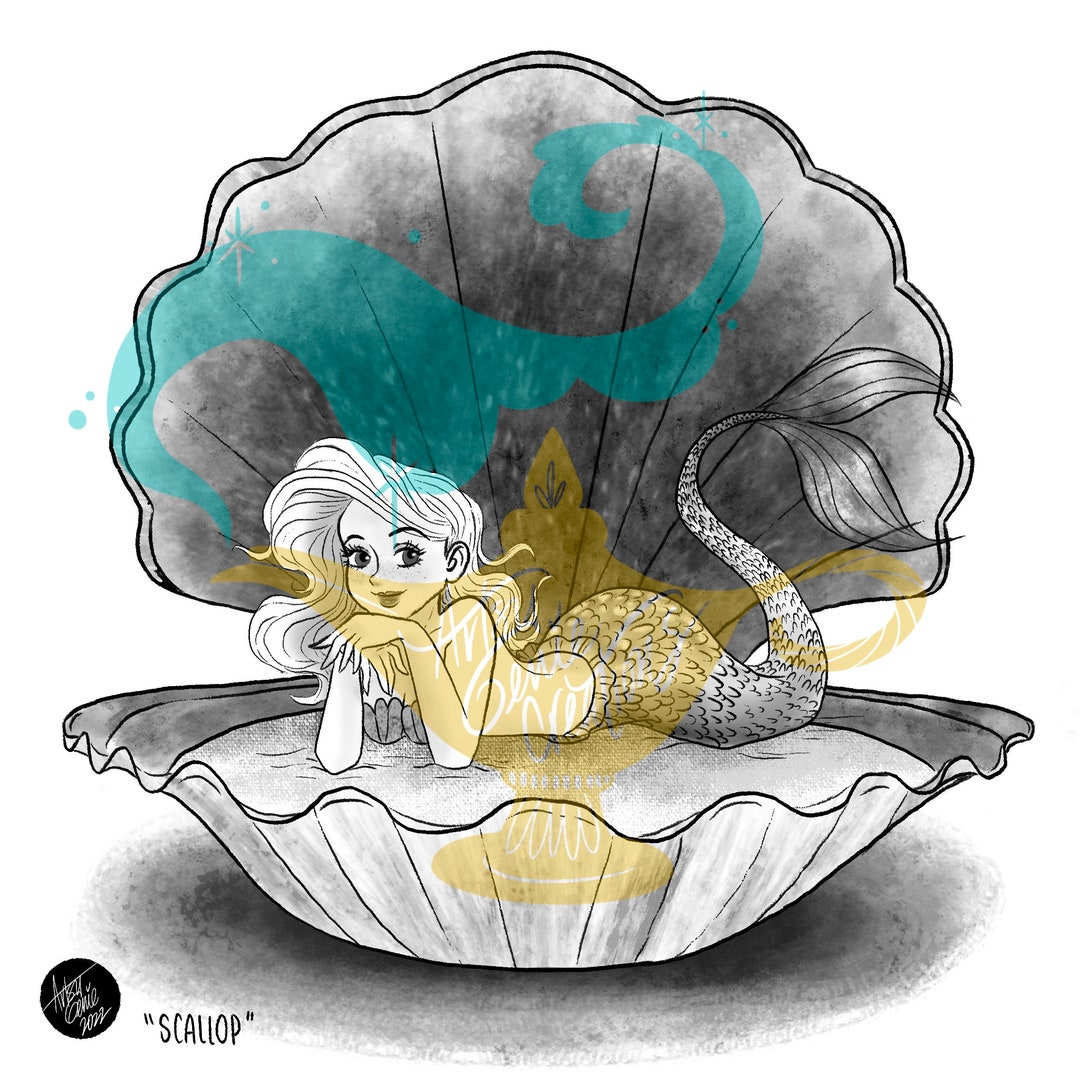 Mermaid in a Clam Shell Digital Print//digital Art Print//digital ...