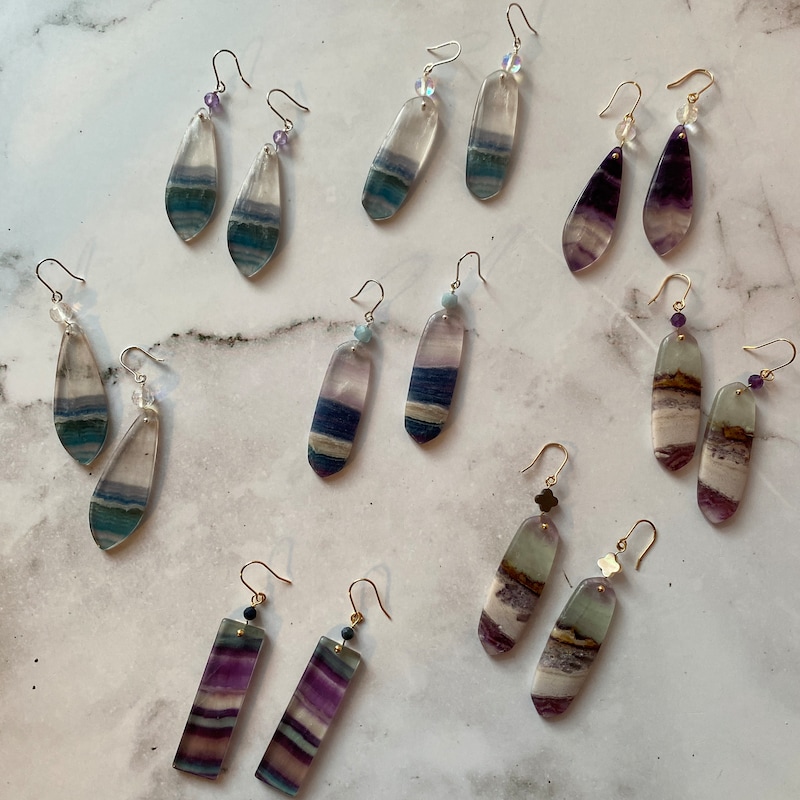 Fluorite Earrings - Etsy