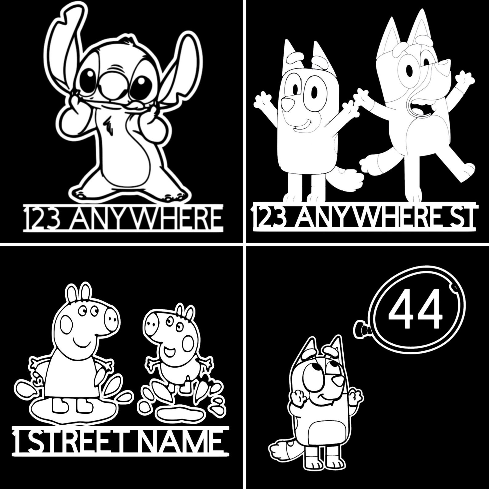 Personalised Wheelie Bin Stickers Bluey, Peppa Pig, Lilo and Stitch - Etsy