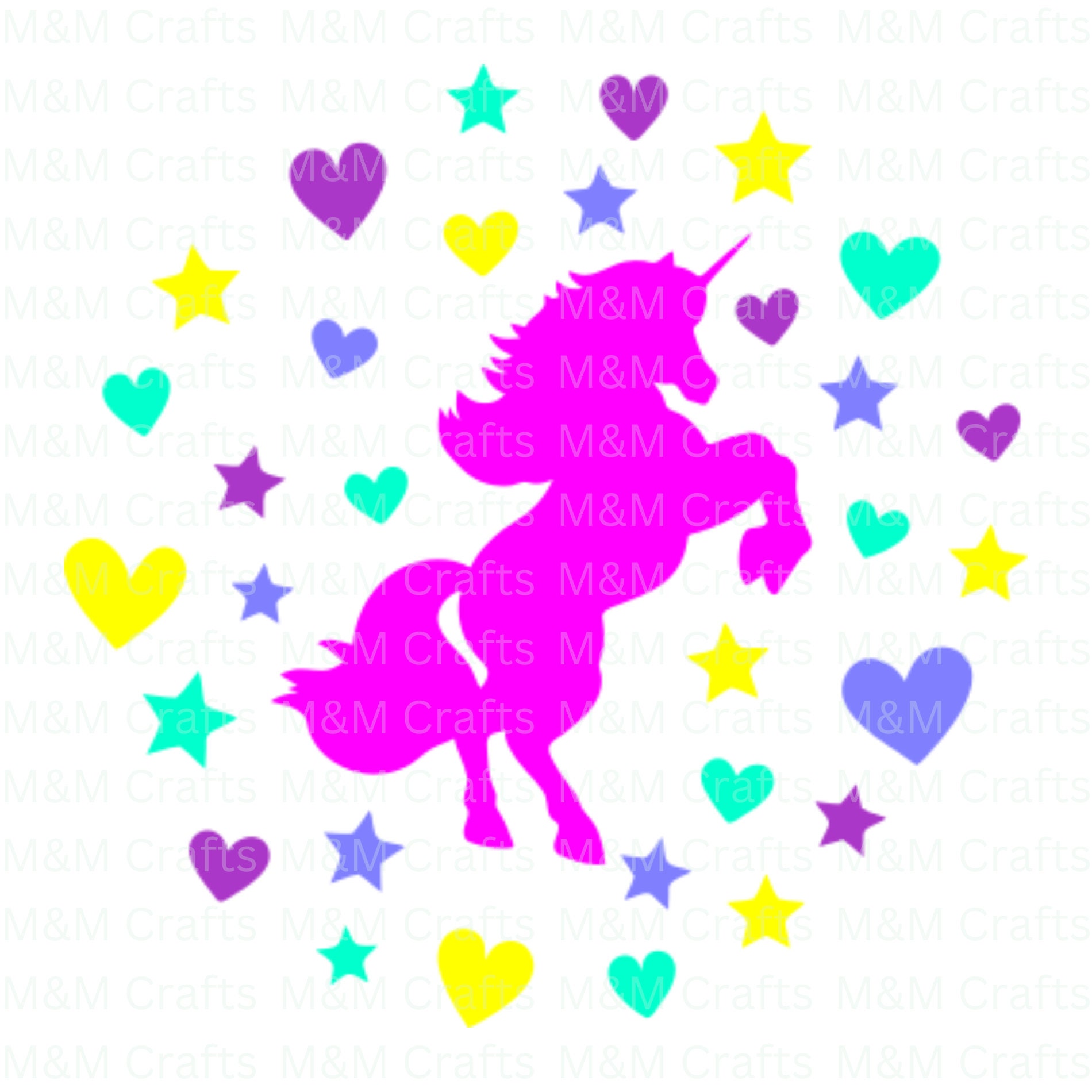 Unicorn Hearts and Stars SVG for Crafters Digital Download - Etsy