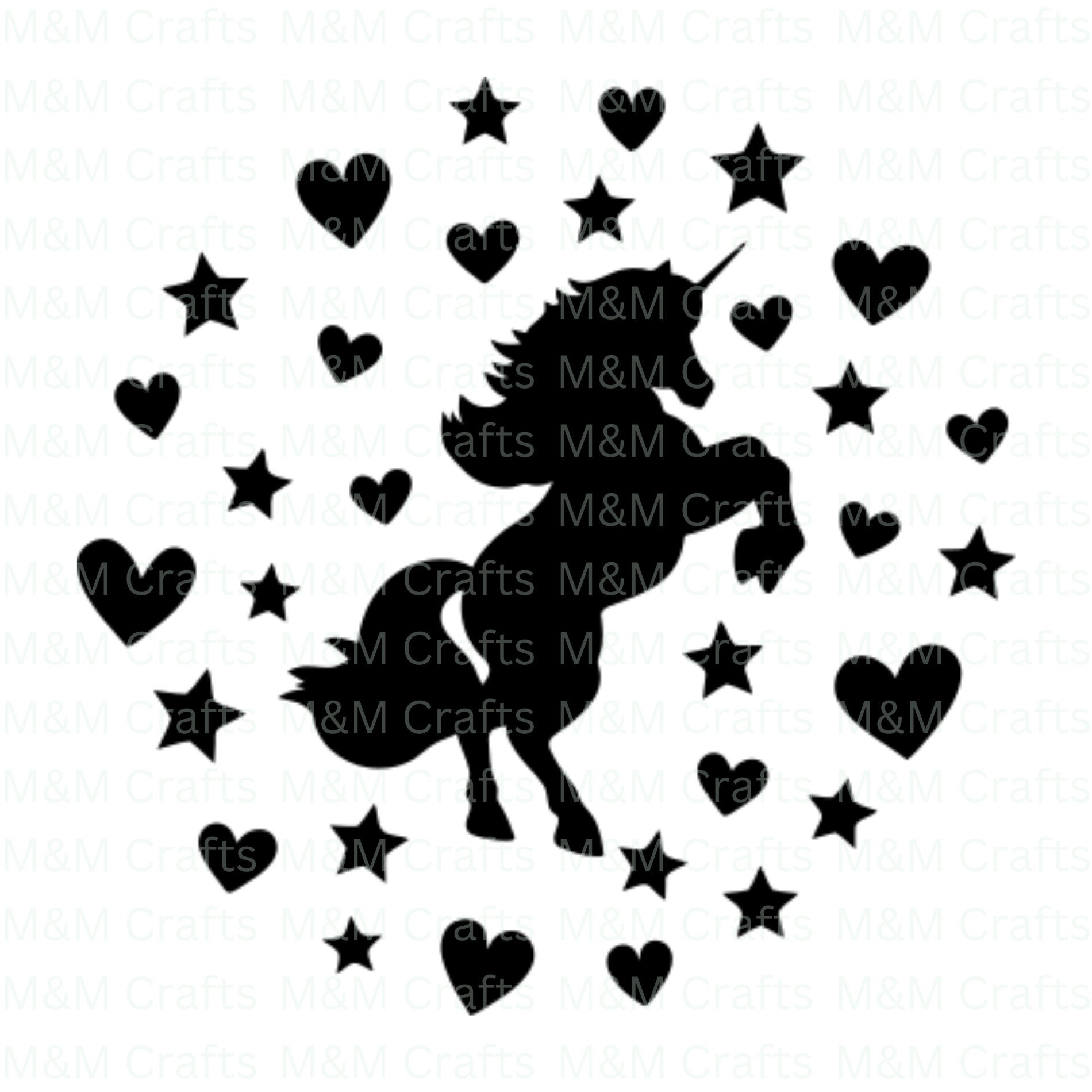 Unicorn Hearts and Stars SVG for Crafters Digital Download - Etsy