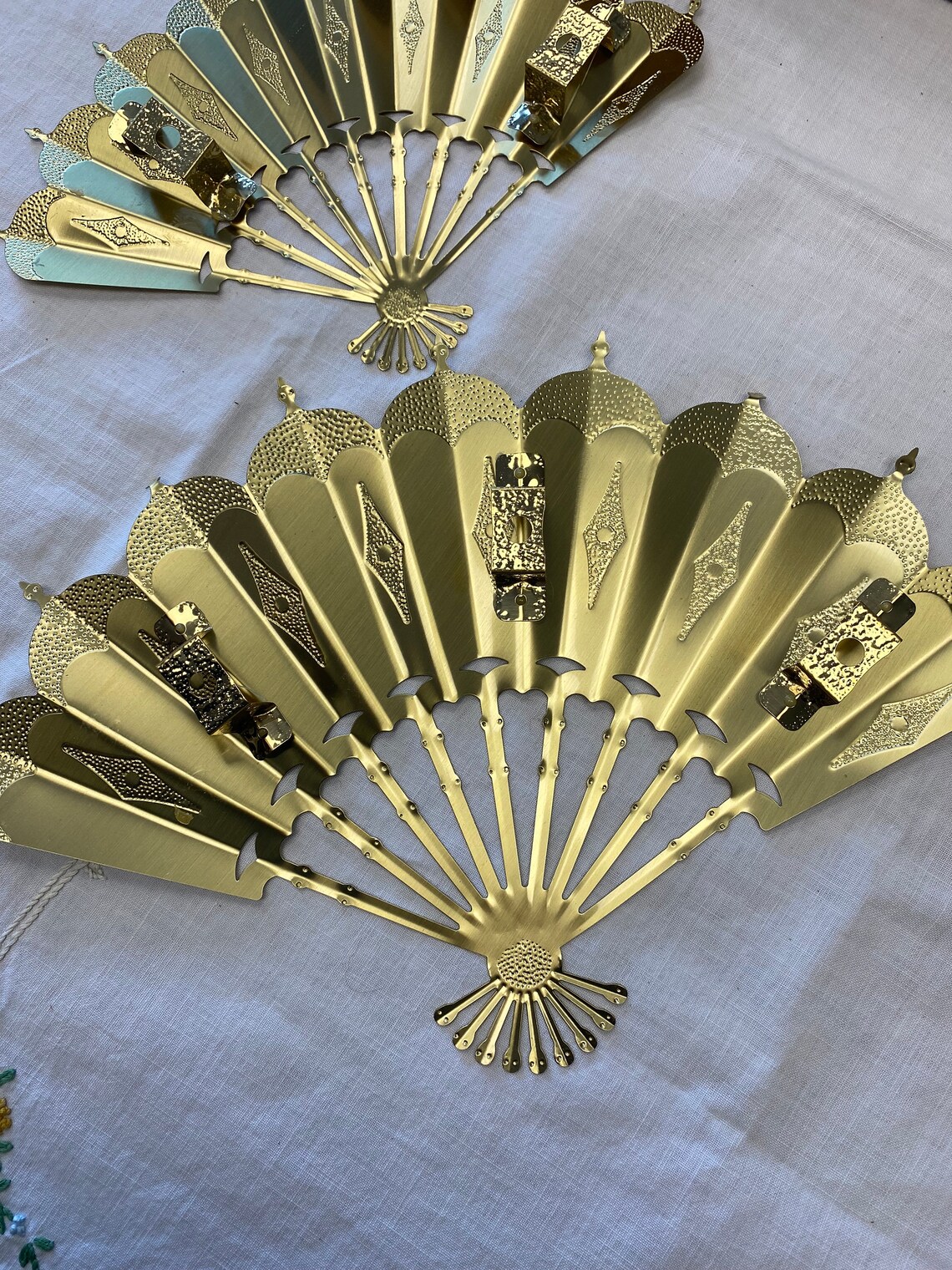 Home Interiors Brass Fans-set of 2 - Etsy