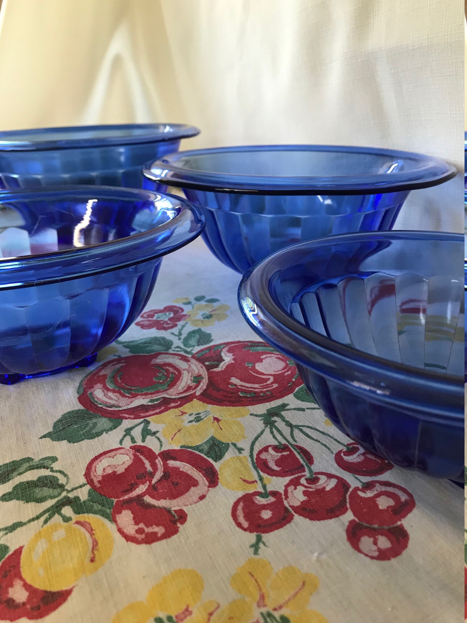 Hazel Atlas Cobalt Blue Pillar Optic Rib-set of 4 Mixing Bowls - Etsy