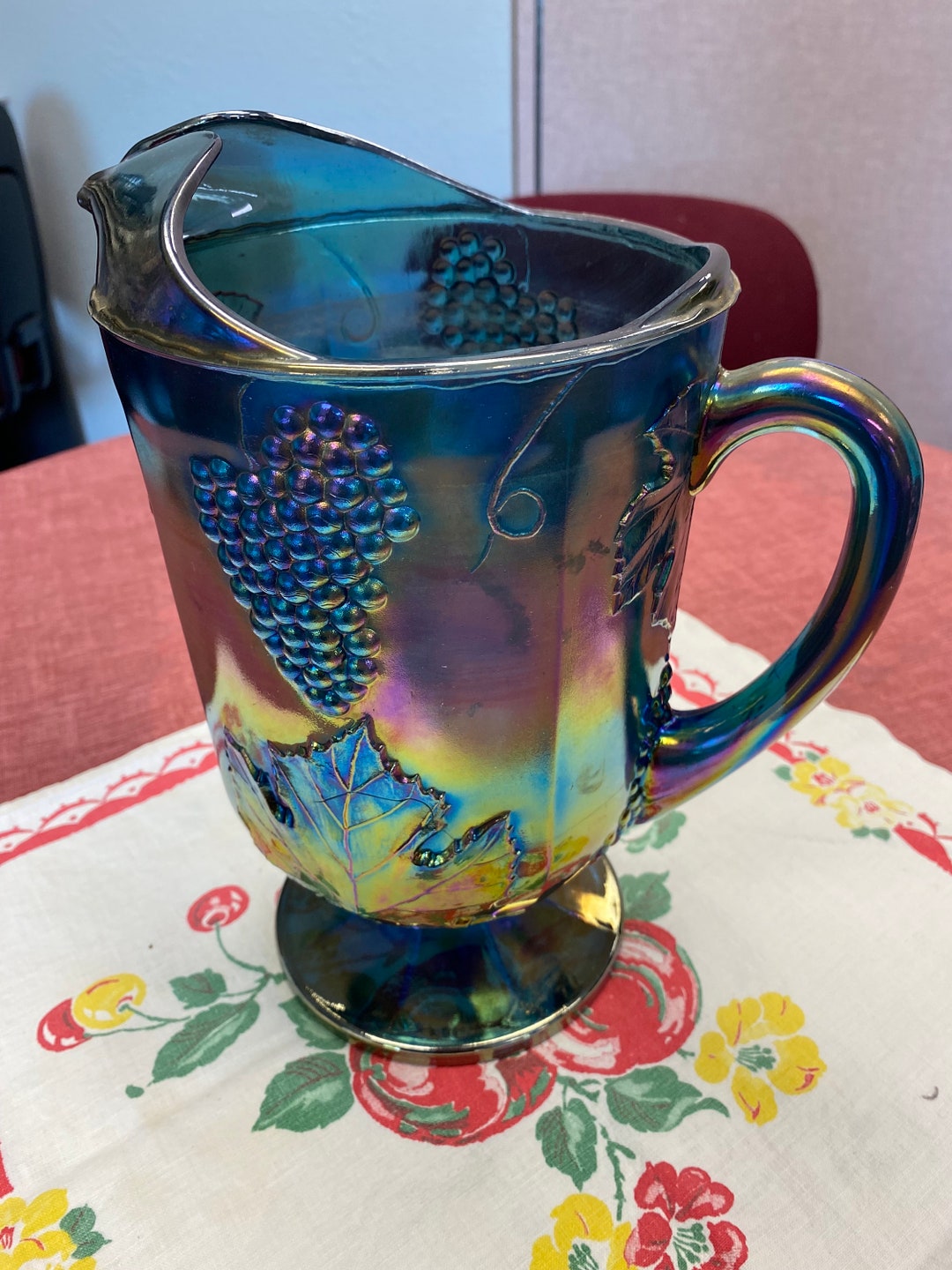 Amethyst Indiana Carnival Glass Pitcher Harvest Grape Pattern - Etsy