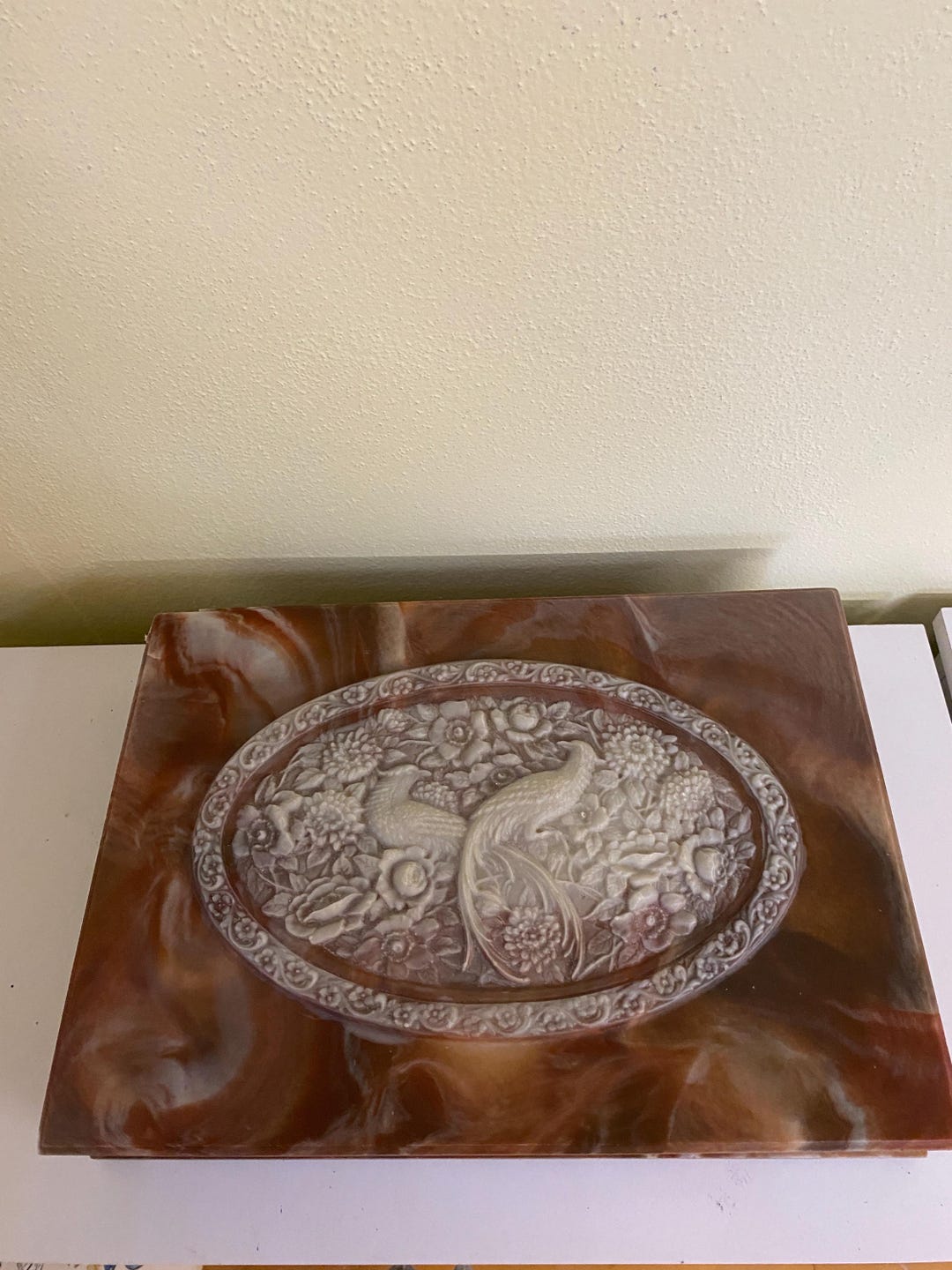 Vintage Incolay Stone Jewelry Box - Etsy