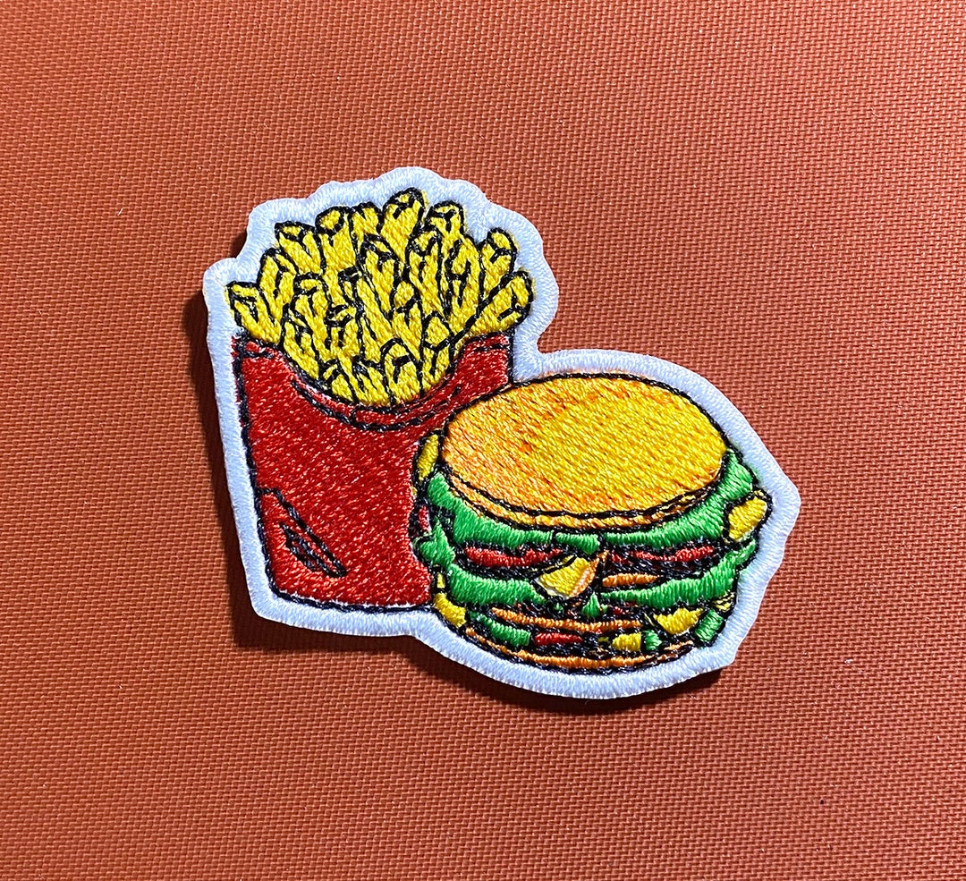 Fast Food Patches Iron on Patches French Fries, Hamburger Iron on Patch ...
