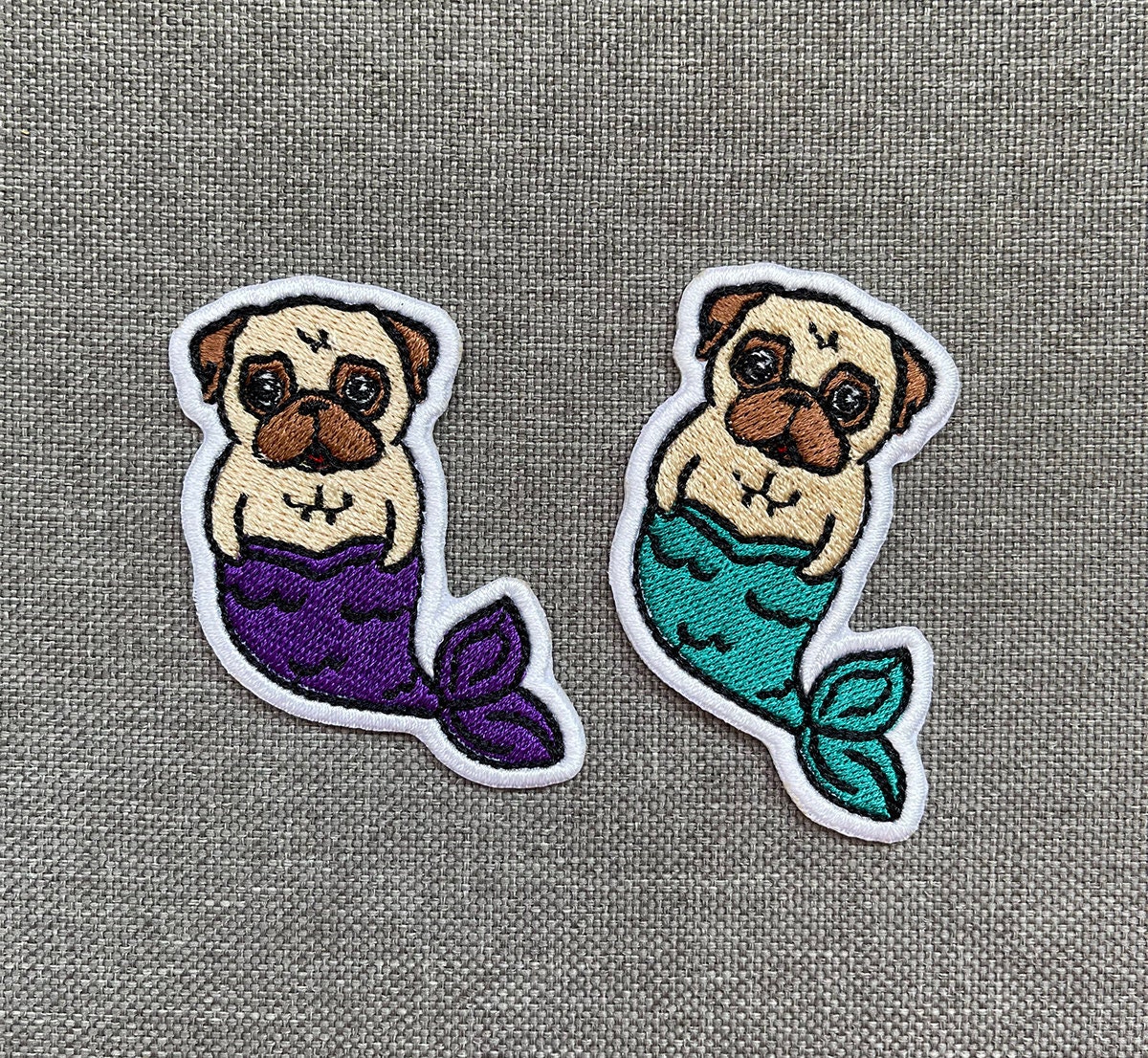 Pug Mermaid Patches Iron on Patches Pug Mermaid Iron on Patch - Etsy UK