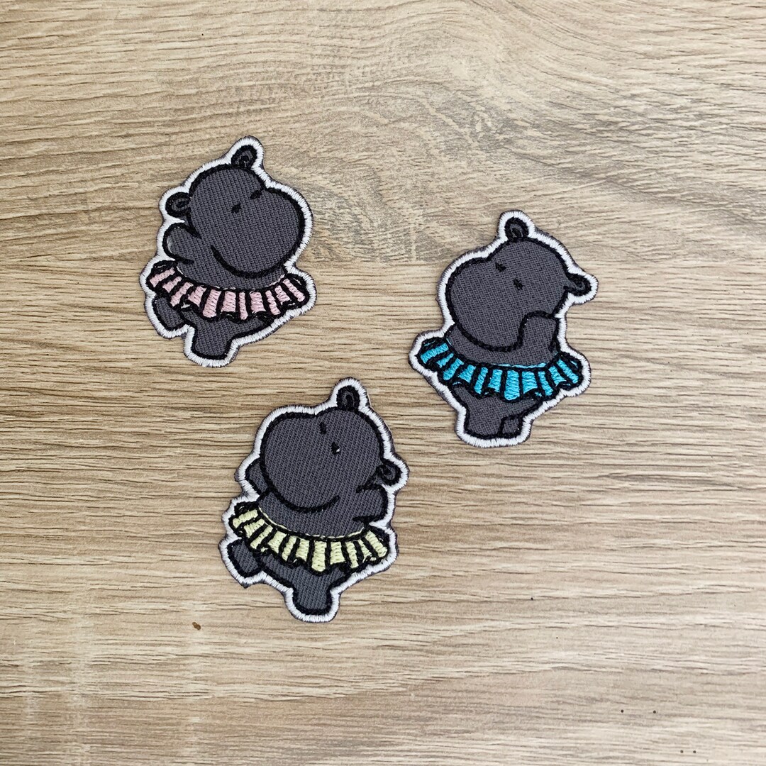 Set 3 Pc Hippo Ballet Patches Iron on Hippo Patches Patches for Jackets ...