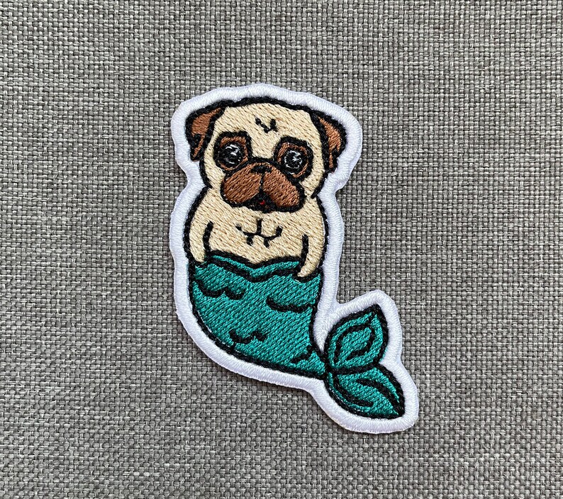 Pug sirène Patches fer sur patchs Pug sirène fer sur patch - Etsy France