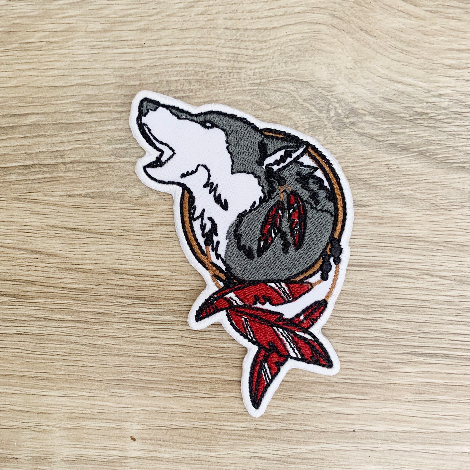 Wolf Dream Catcher Patches Iron on Wolf Patches Wolf Dreamcatcher Iron ...